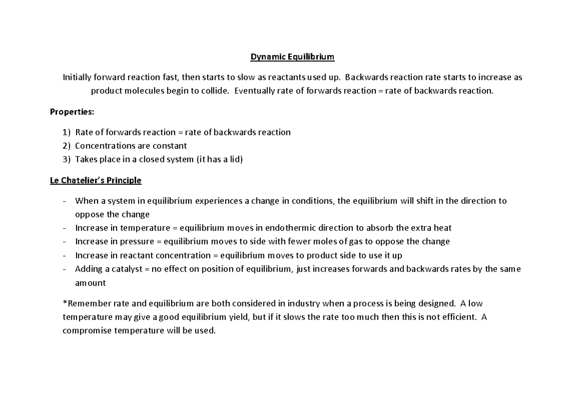 4 Equilibrium Notes - Dynamic Equilibrium Initially forward reaction ...