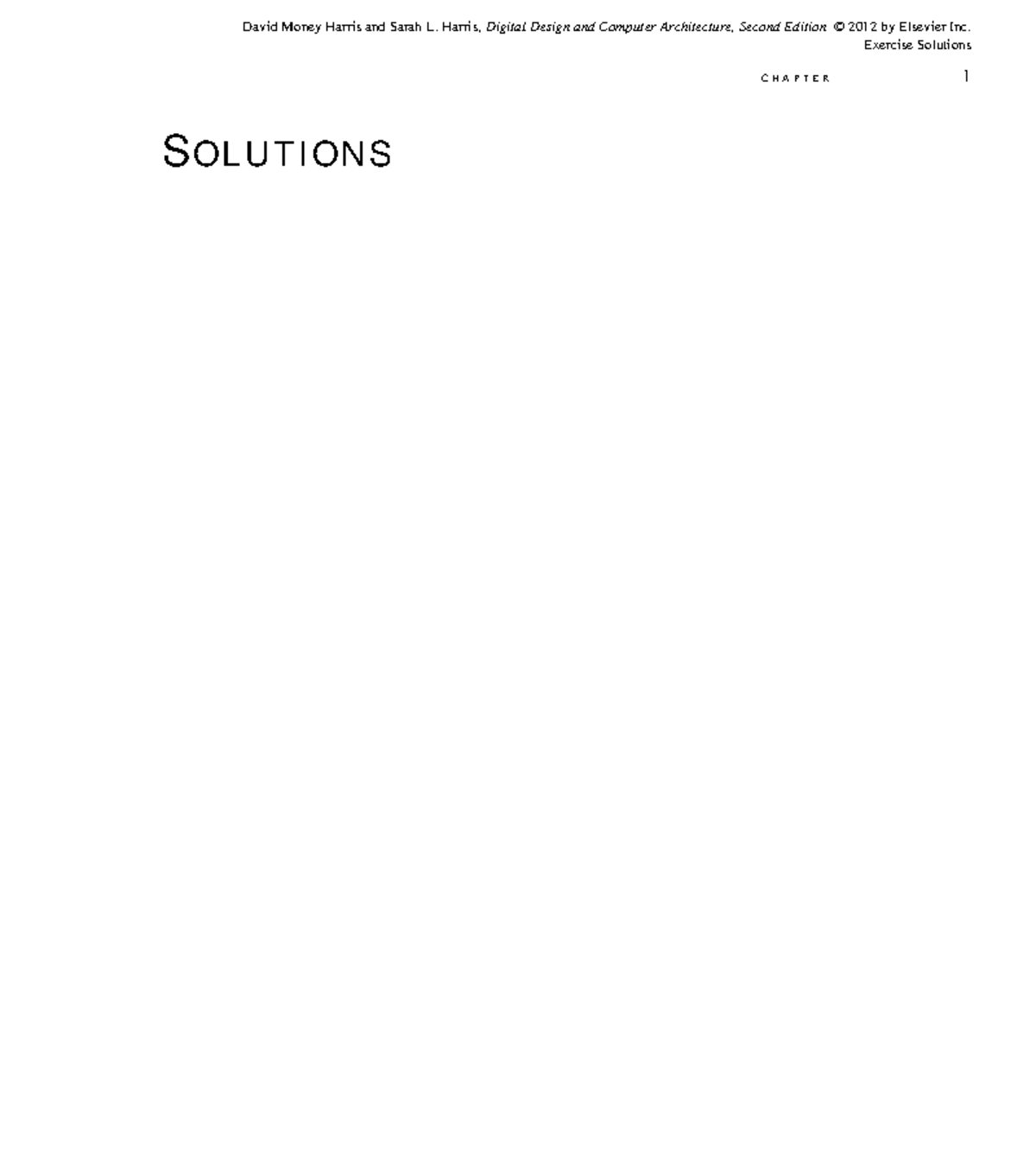 Harris solutions odd - uwu - C H A P T E R 1 David Money Harris and ...