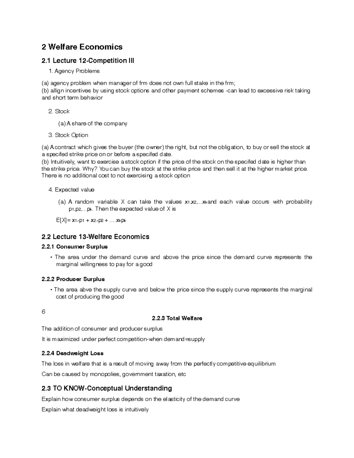 Eco 2 - lesson 2 economics lecture notes - 2 Welfare Economics 2 ...
