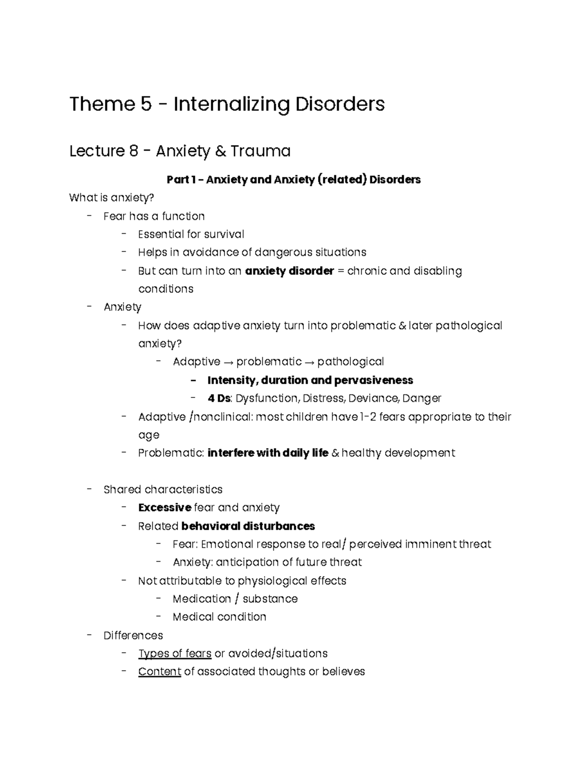 Developmental Psych - Final Exam Prep - Theme 5 - Internalizing ...