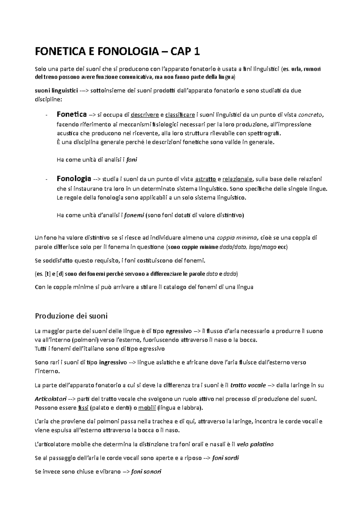 Linguistica Italiana, Massimo Palermo - FONETICA E FONOLOGIA – CAP 1 ...