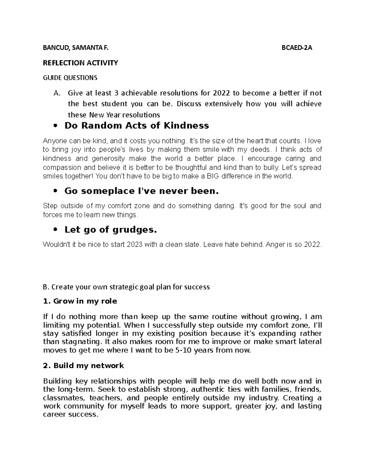 Final Reflection Activity - BANCUD, SAMANTA F. BCAED-2A REFLECTION ...