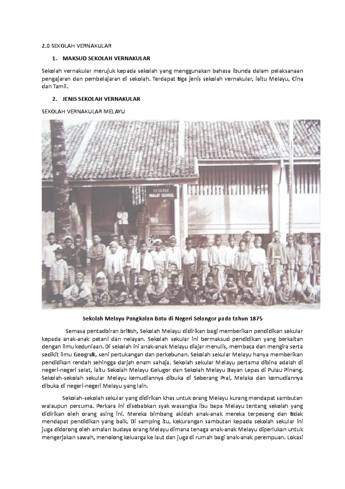 Assignment HBU111 - kesateria negara - 2 SEKOLAH VERNAKULAR 1. MAKSUD ...