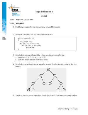 Tugas 4 Minggu 2 - latihan soal algoritma - Nama : Hanna Early Tsurayya Kelas : E NIM ...