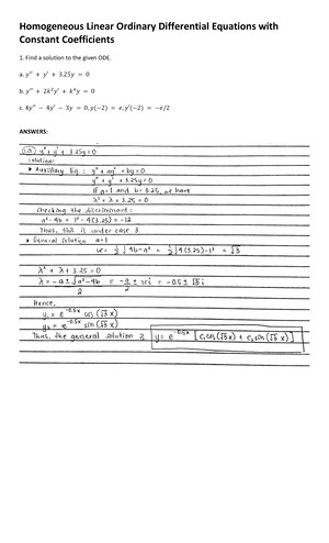 State the order of the following differential equations and verify each ...