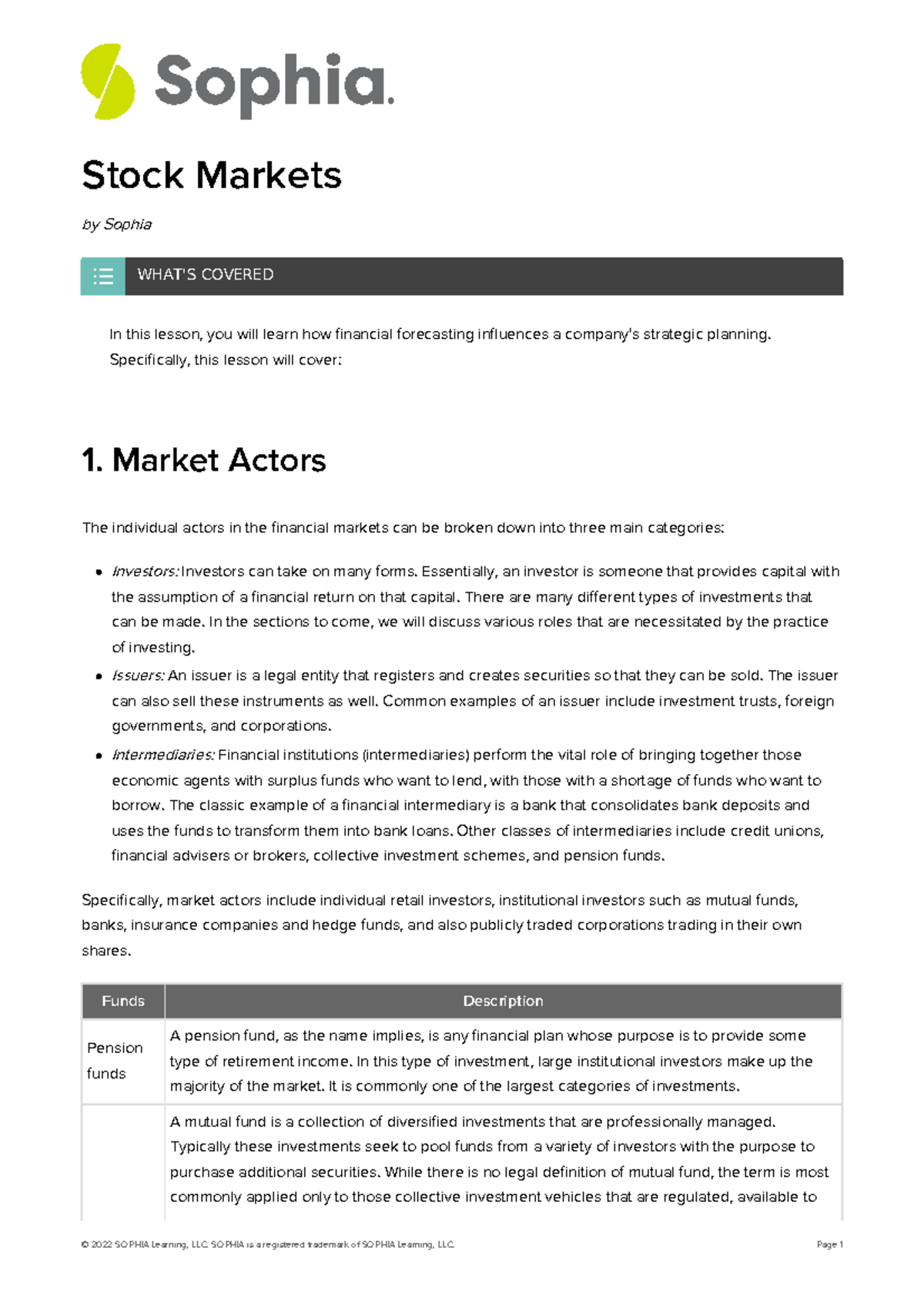Stock markets - Stock Markets by Sophia In this lesson, you will learn ...