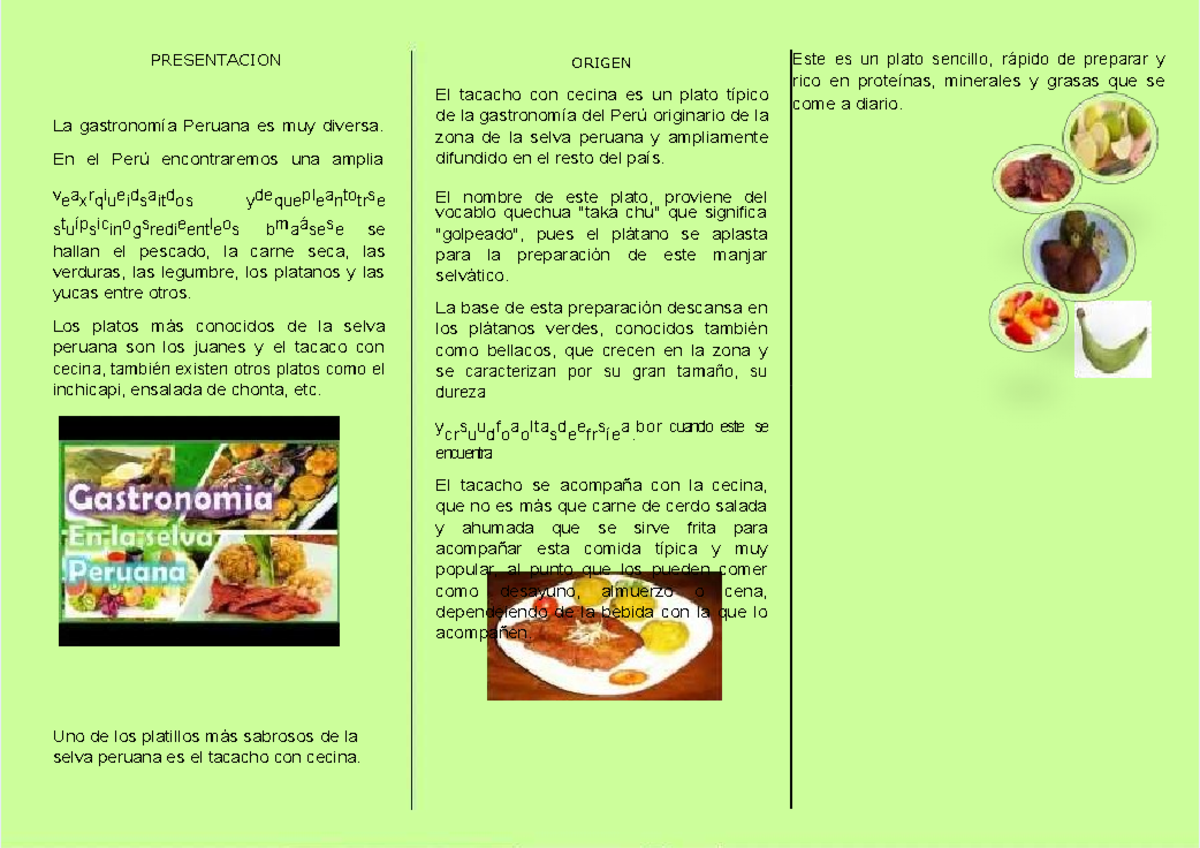 Pdf-gastronomia-selva-peruana-triptico - PRESENTACION La gastronomía Peruana es muy diversa. En ...