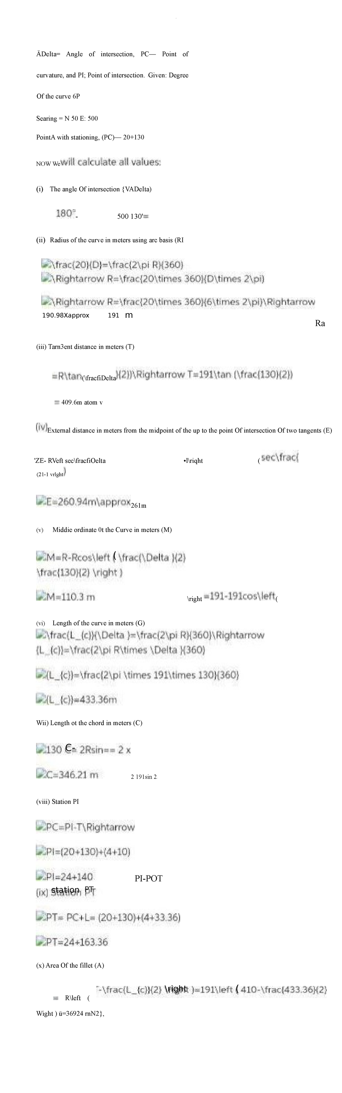 Delta Mathematics - ÄDeIta= Angle of intersection, PC— Point of ...