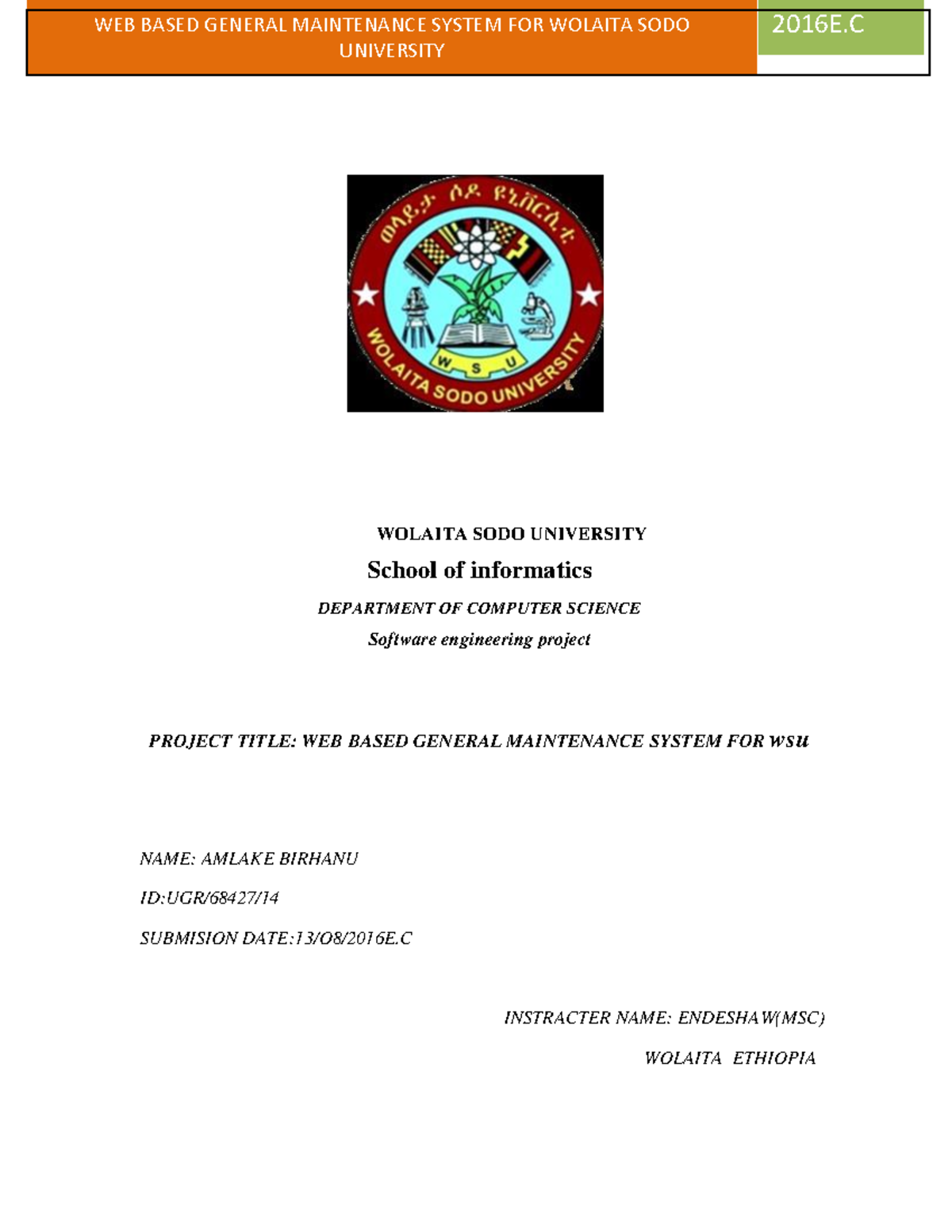 Amlake Birhanuse 68427 - pa UNIVERSITY 2016E WOLAITA SODO UNIVERSITY ...