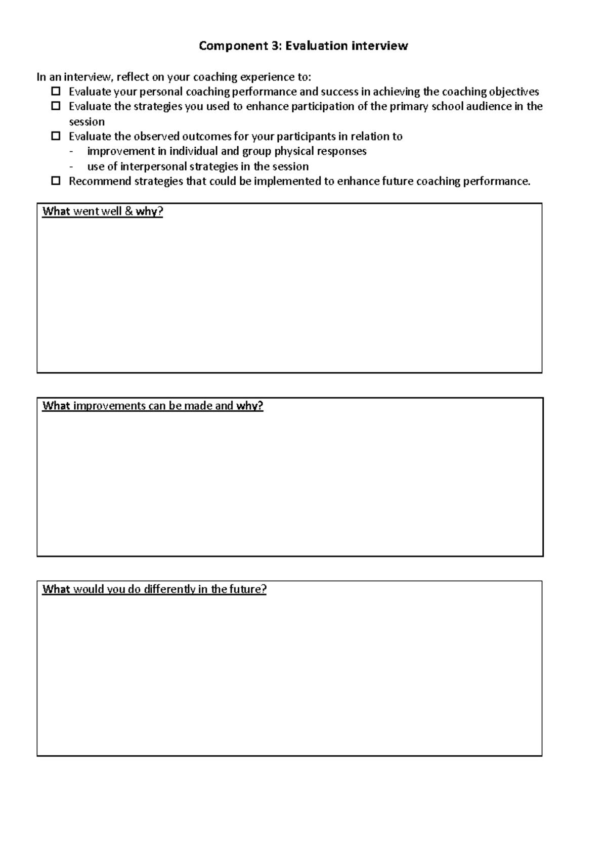 Evaluation - Interview Questions - Component 3: Evaluation interview In ...