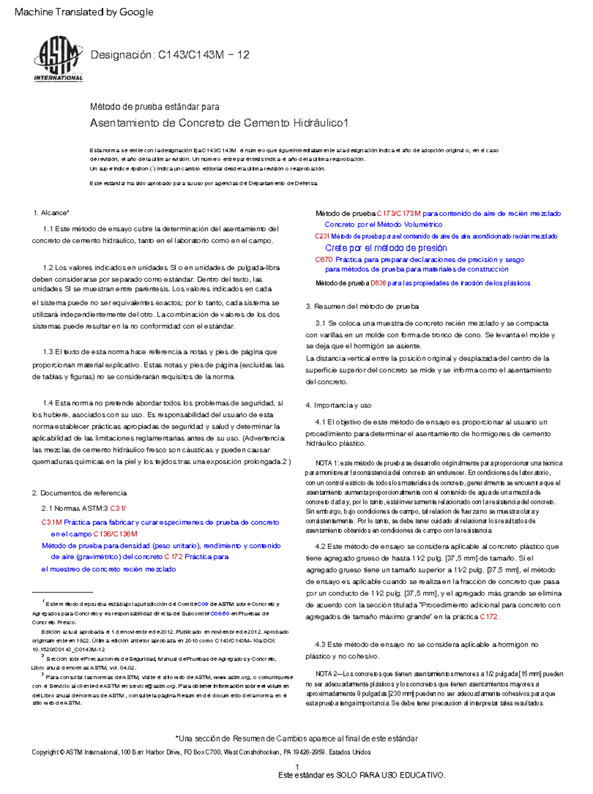 ASTM C143 Asentamiento DEL Concreto Hidraulico - Asentamiento de Concreto de Cemento Hidráulico ...