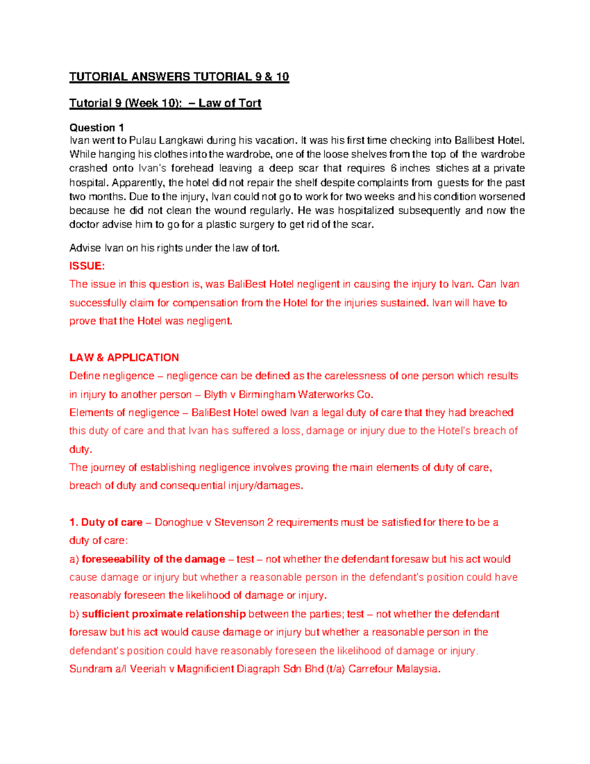 Tutorial Answers Tutorial 9 10 - TUTORIAL ANSWERS TUTORIAL 9 & 10 ...