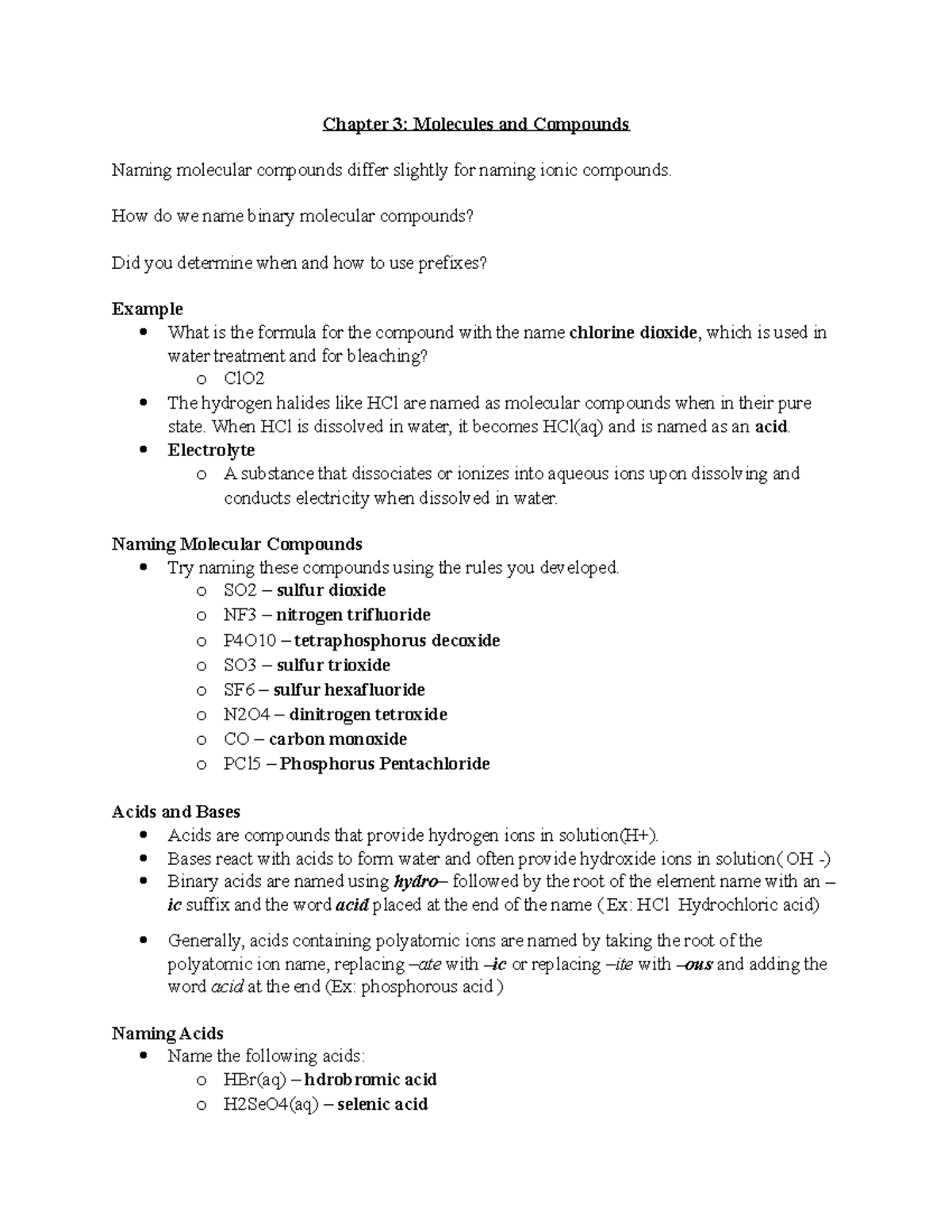 Essentials of Chemistry, Chapter 3 [ Part 2 ] - Chapter 3: Molecules ...
