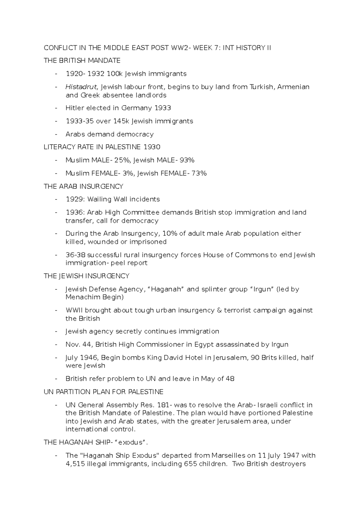 Conflict IN THE Middle EAST POST WW2 - CONFLICT IN THE MIDDLE EAST POST ...