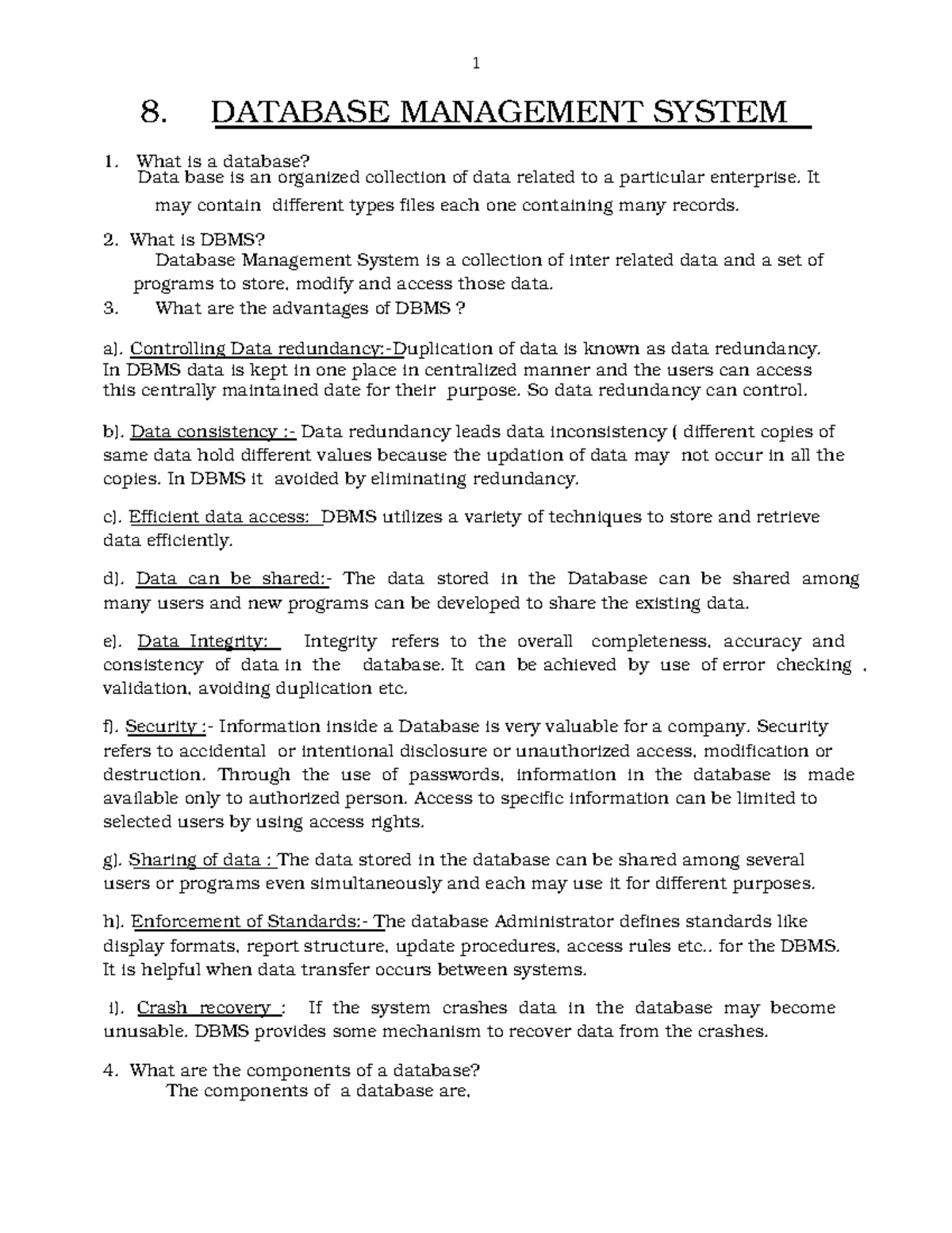 XII-Ch-8 Database Management System - 8. DATABASE MANAGEMENT SYSTEM ...