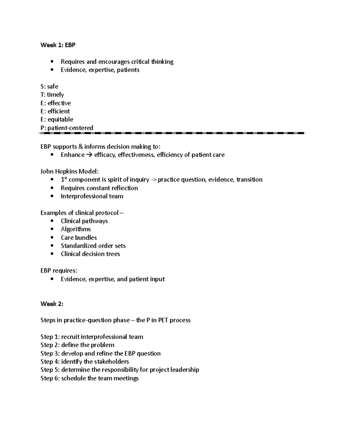 Week 1 EBP - EBP exam 1 - Nurs 110 - Chamberlain University - Studocu