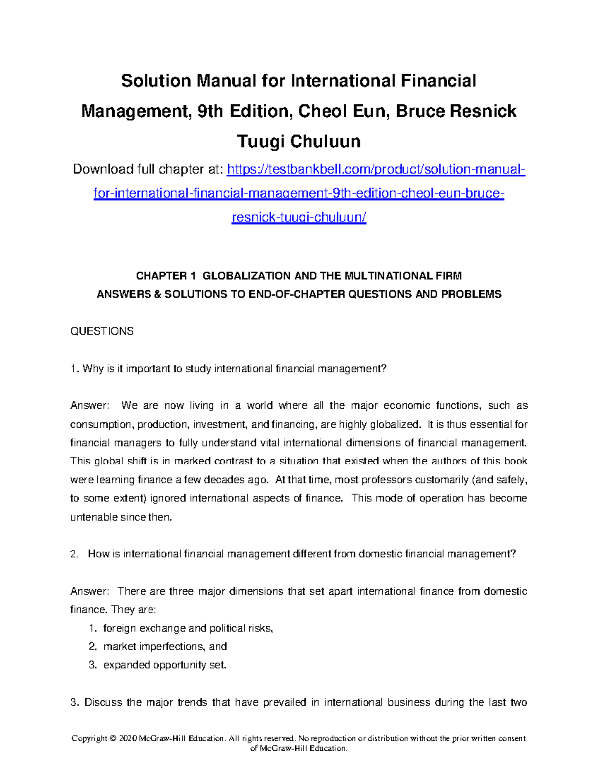 652987199 Solution Manual for International Financial Management 9th ...