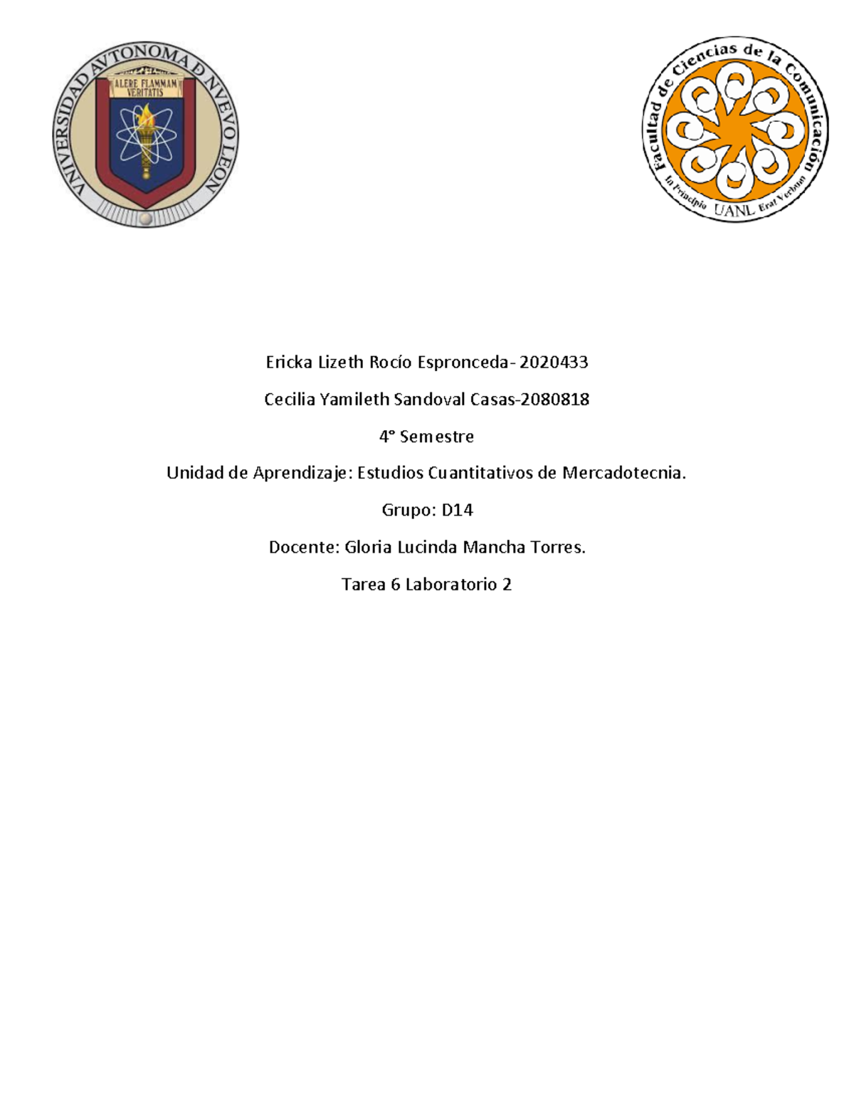 Tarea 6 Ericka Y Cecilia SPSS - Ericka Lizeth Rocío Espronceda- 2020433 Cecilia Yamileth ...