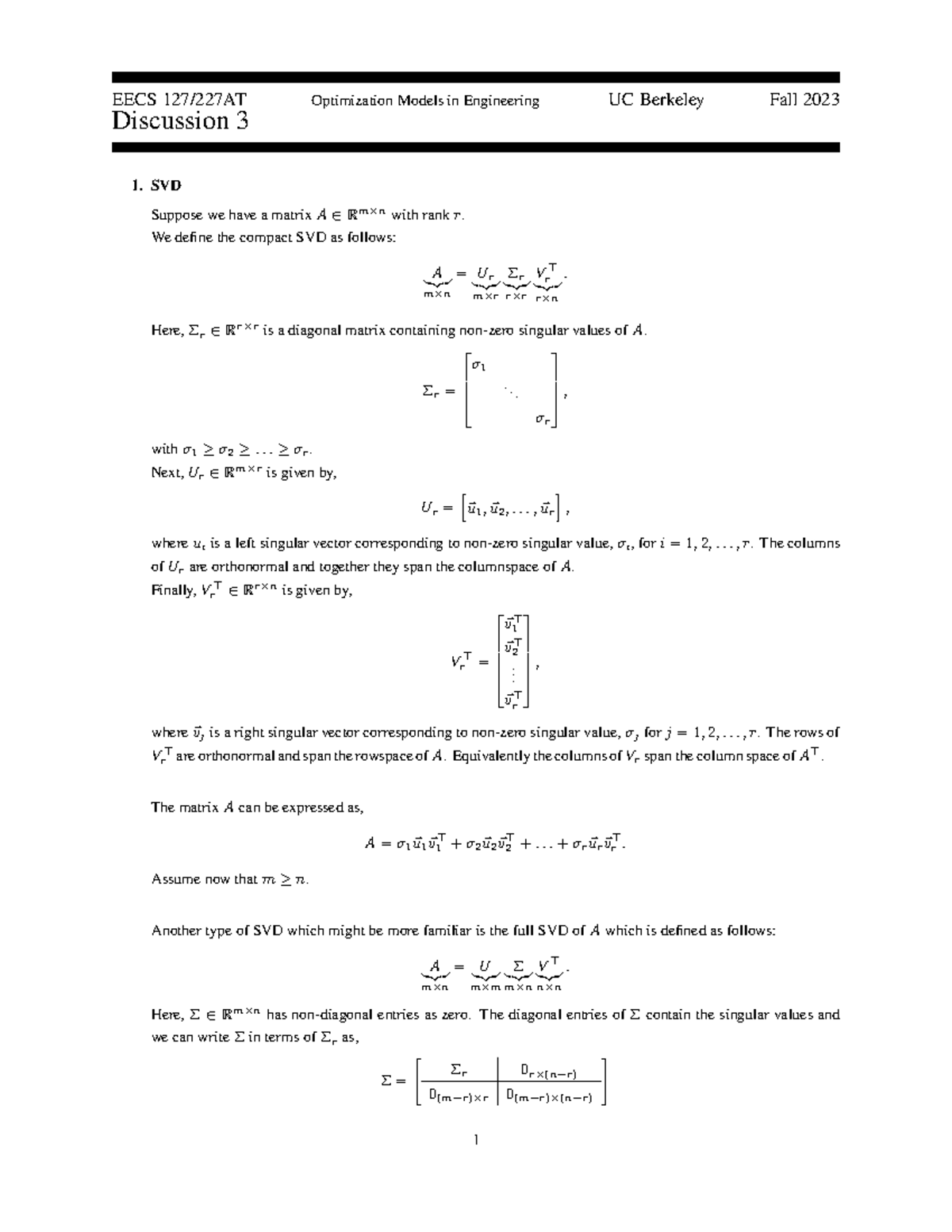 Dis03 sol - discussion - EECS 127/227AT Optimization Models in ...