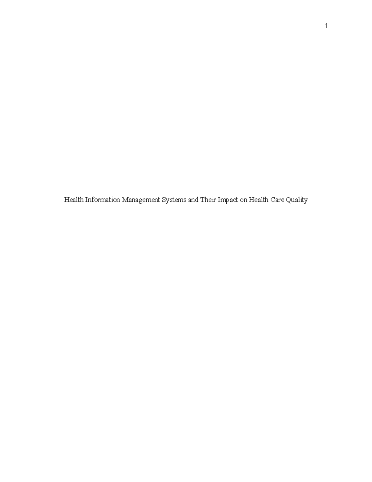 Final Literature Review Paper - Health Information Management Systems ...