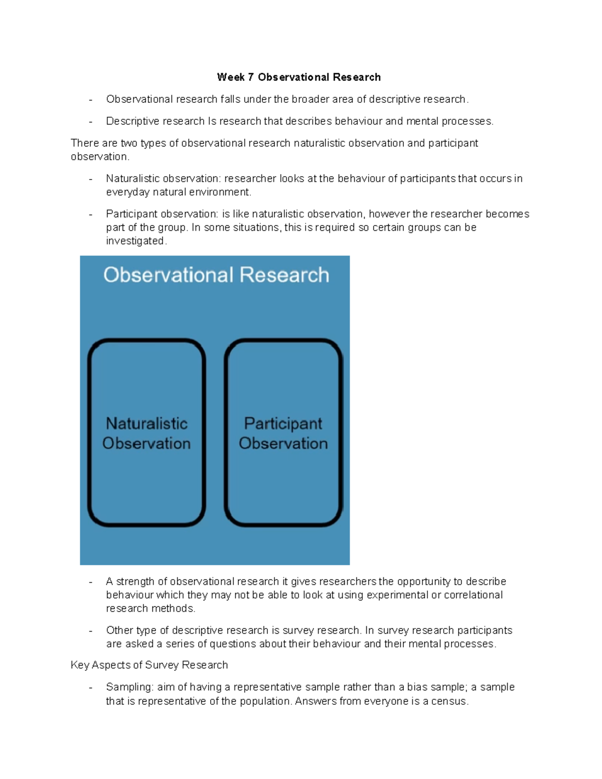PSY200 Week 7 Observational Research Lecture Notes - Week 7 ...