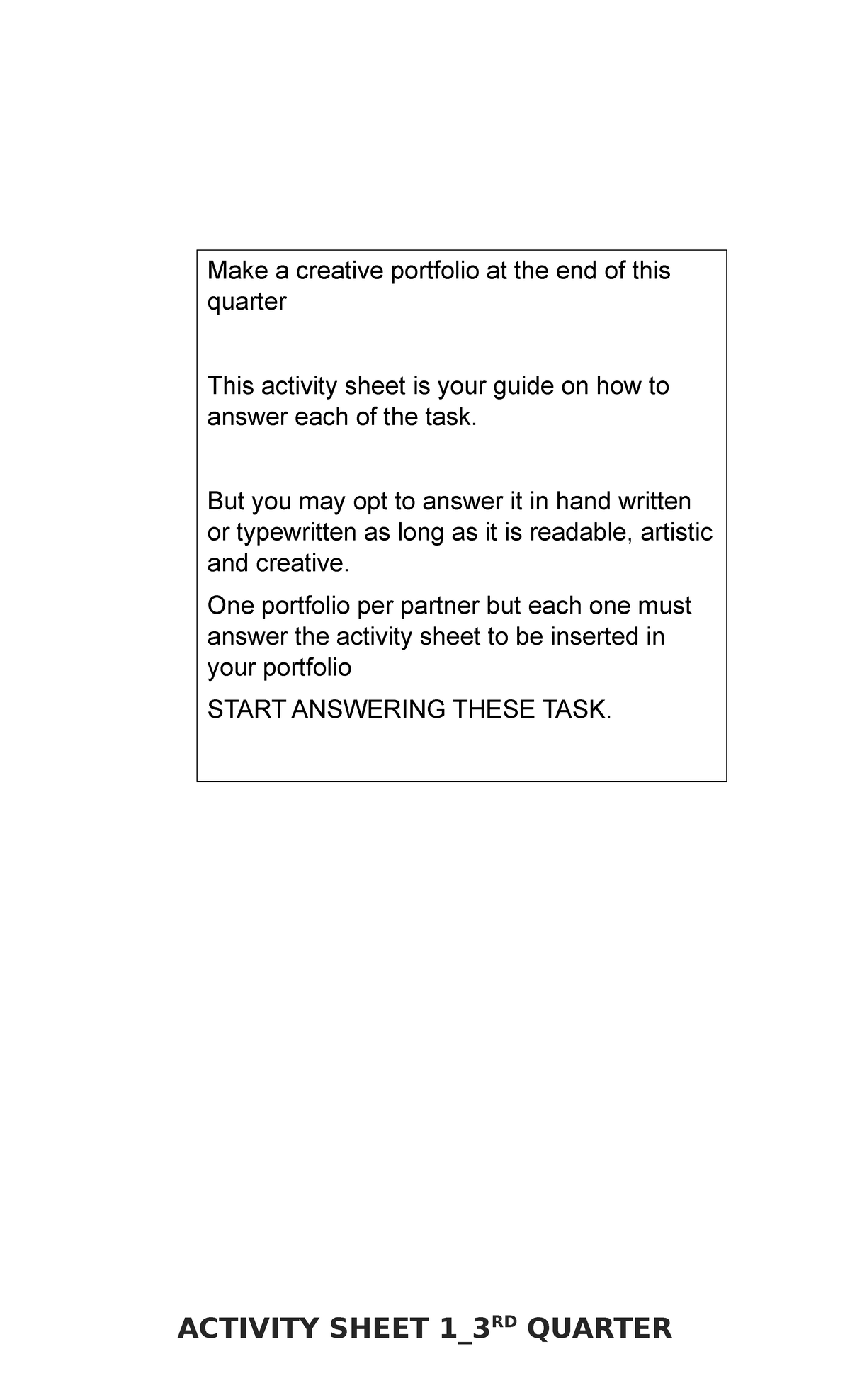 Activity- Sheet 1 - Answer keys - ACTIVITY SHEET 1_ RD QUARTER Make a ...