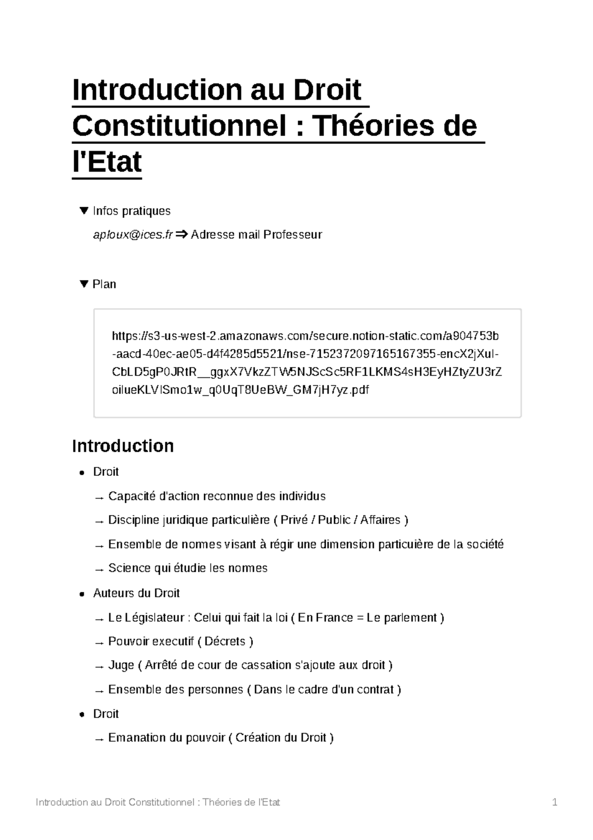 Cours Appoline droit consit sem1 - Introduction au Droit ...