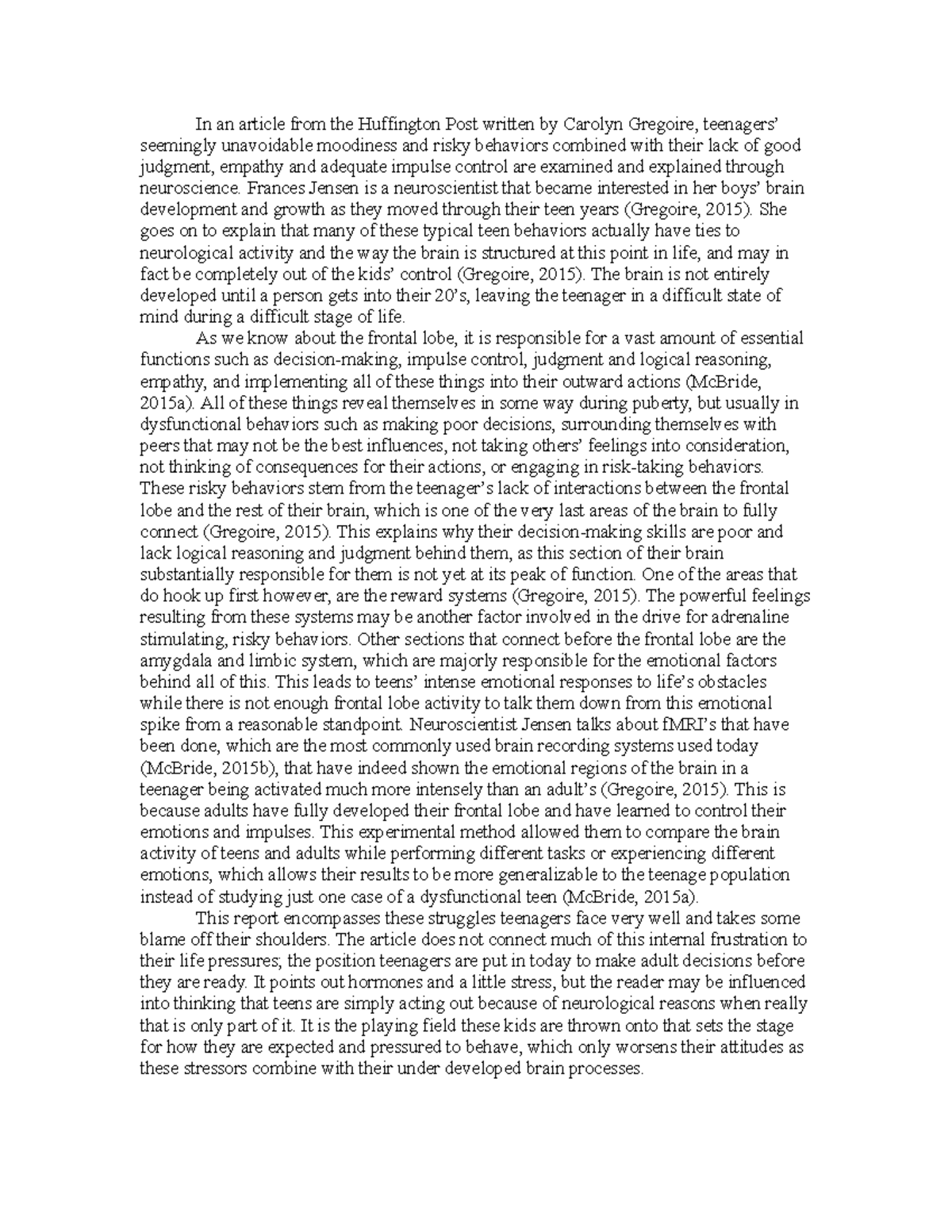 CPEL #3 - Paper article summary example - In an article from the ...