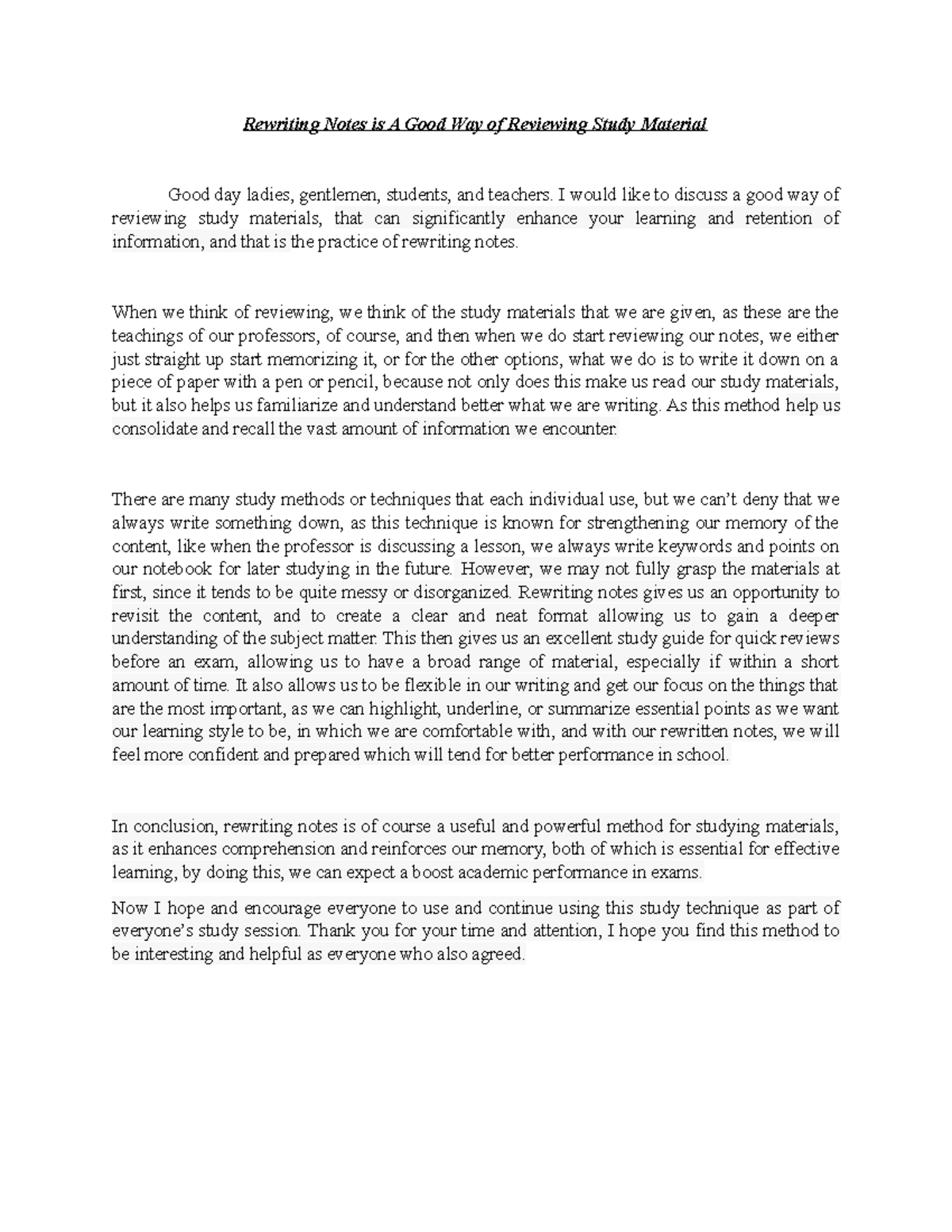 Rewriting Notes is A Good Way of Reviewing Study Material - I would ...