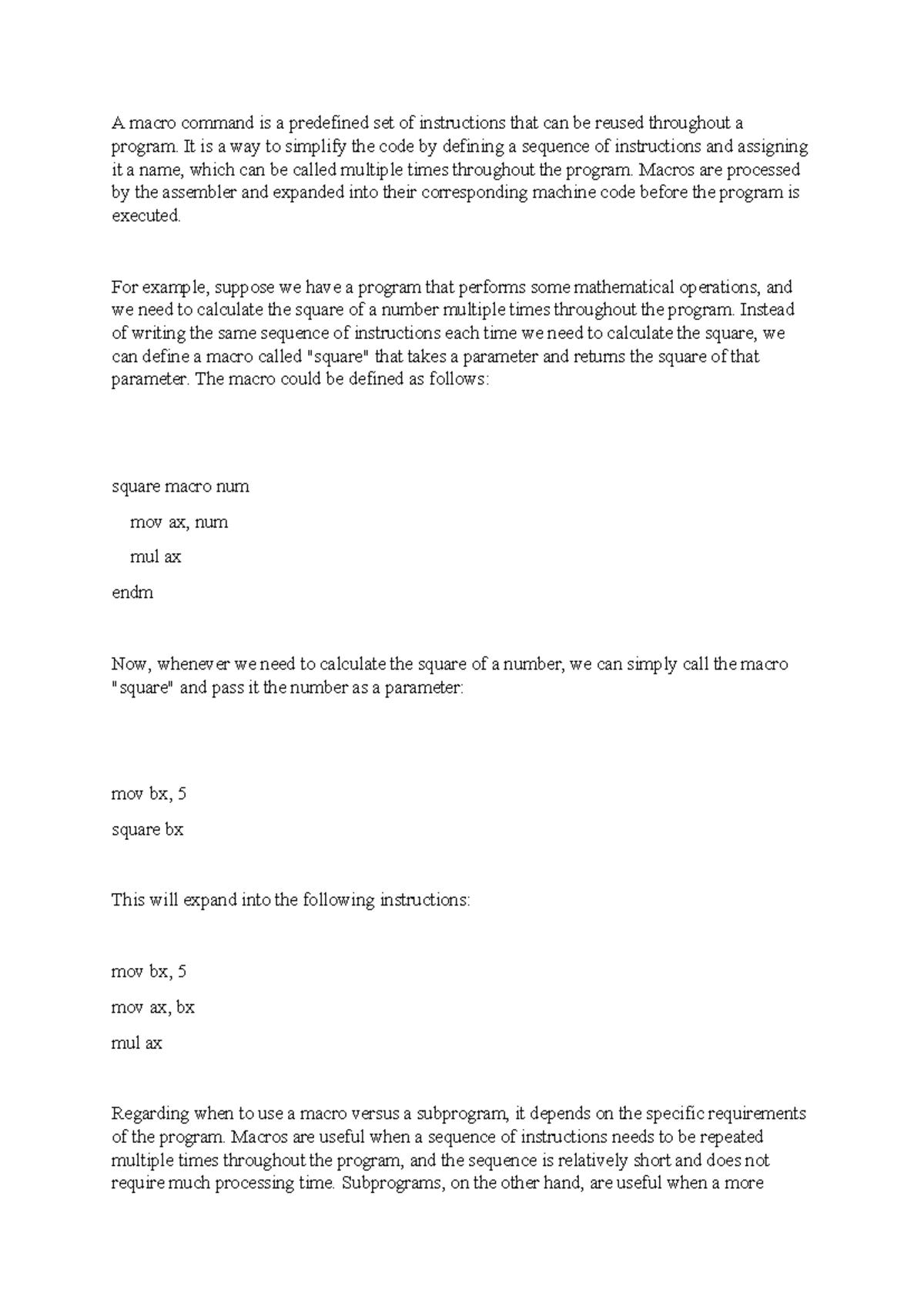 Macro Commands And Their Applications Discussion Unit 8 A Macro Command Is A Predefined Set