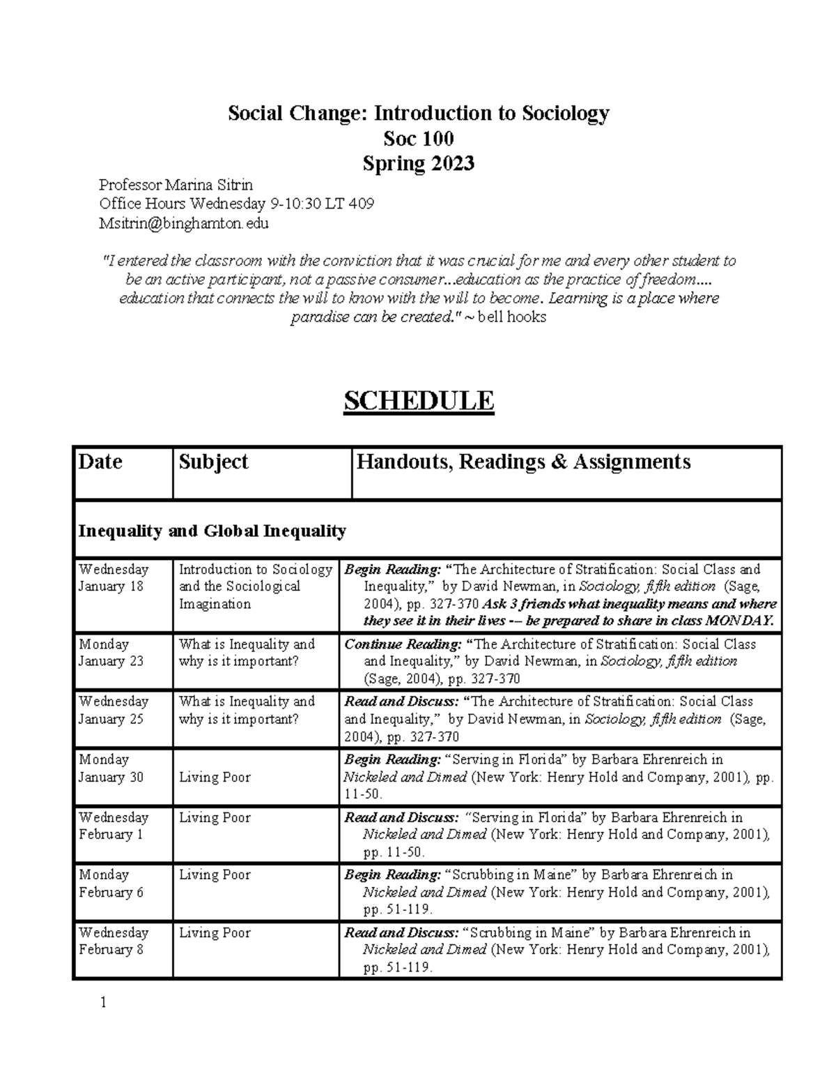 Introduction to Sociology spring 2023 - Social Change: Introduction to ...