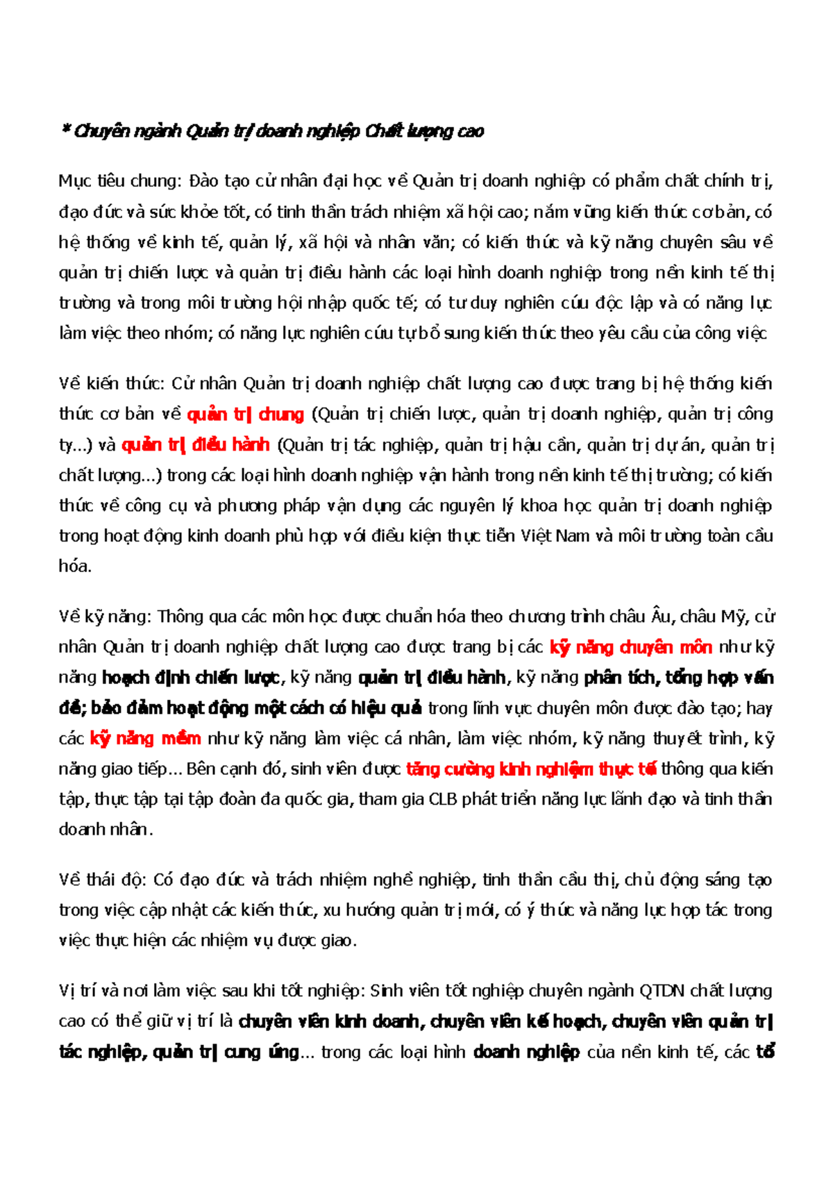 Chuyên ngành Quản trị doanh nghiệp Chất lượng cao - Chuyên ngành Qu ả n tr ị doanh nghi ệ p Ch ấ ...