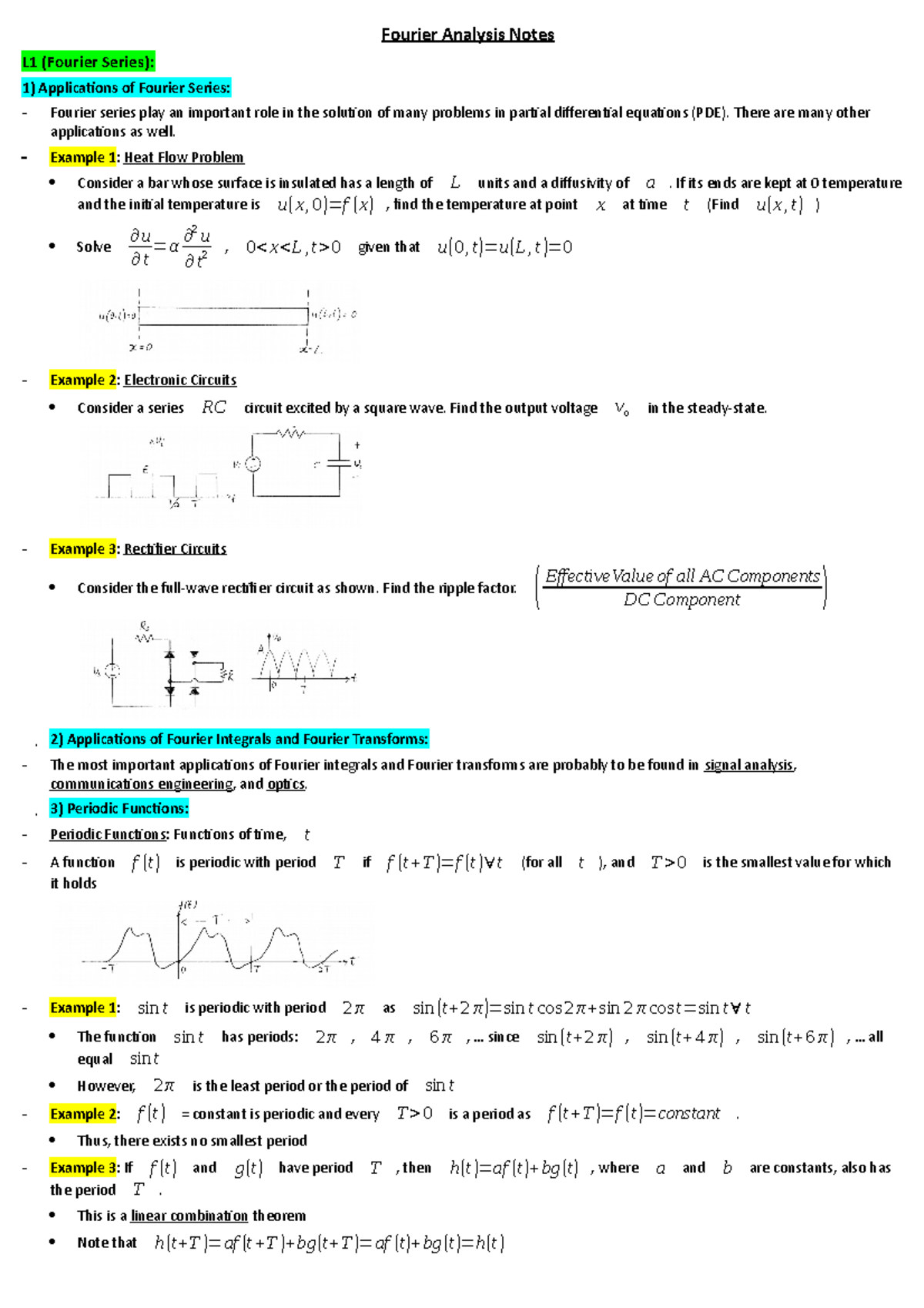 3) Fourier Analysis Notes - Fourier Analysis Notes **L1 (Fourier Series ...