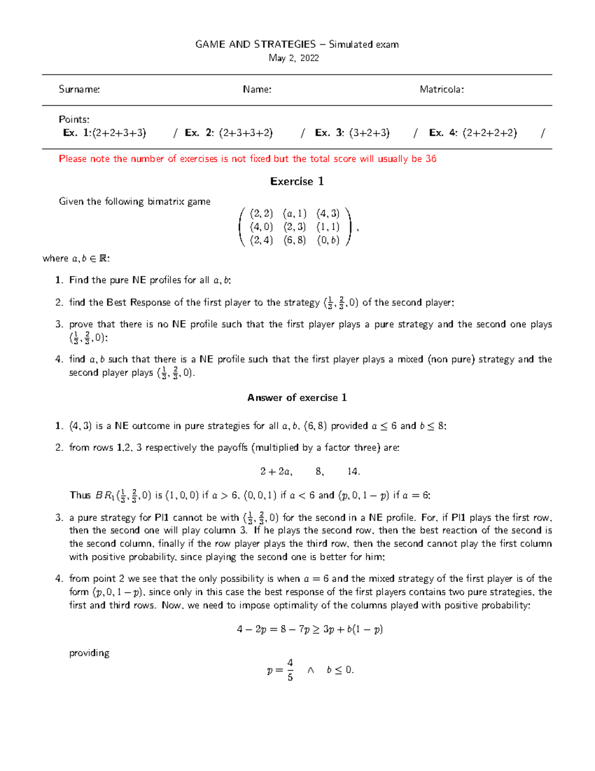 Simulated 22 - exercises - GAME AND STRATEGIES – Simulated exam May 2 ...