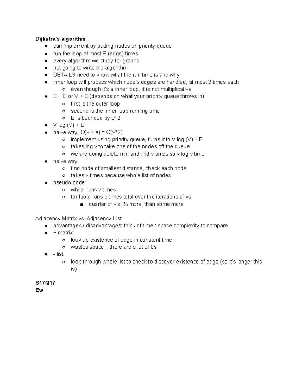 Final Review - CS 2150 as taught by Aaron Bloomfield - Dijkstra’s algorithm can implement by ...