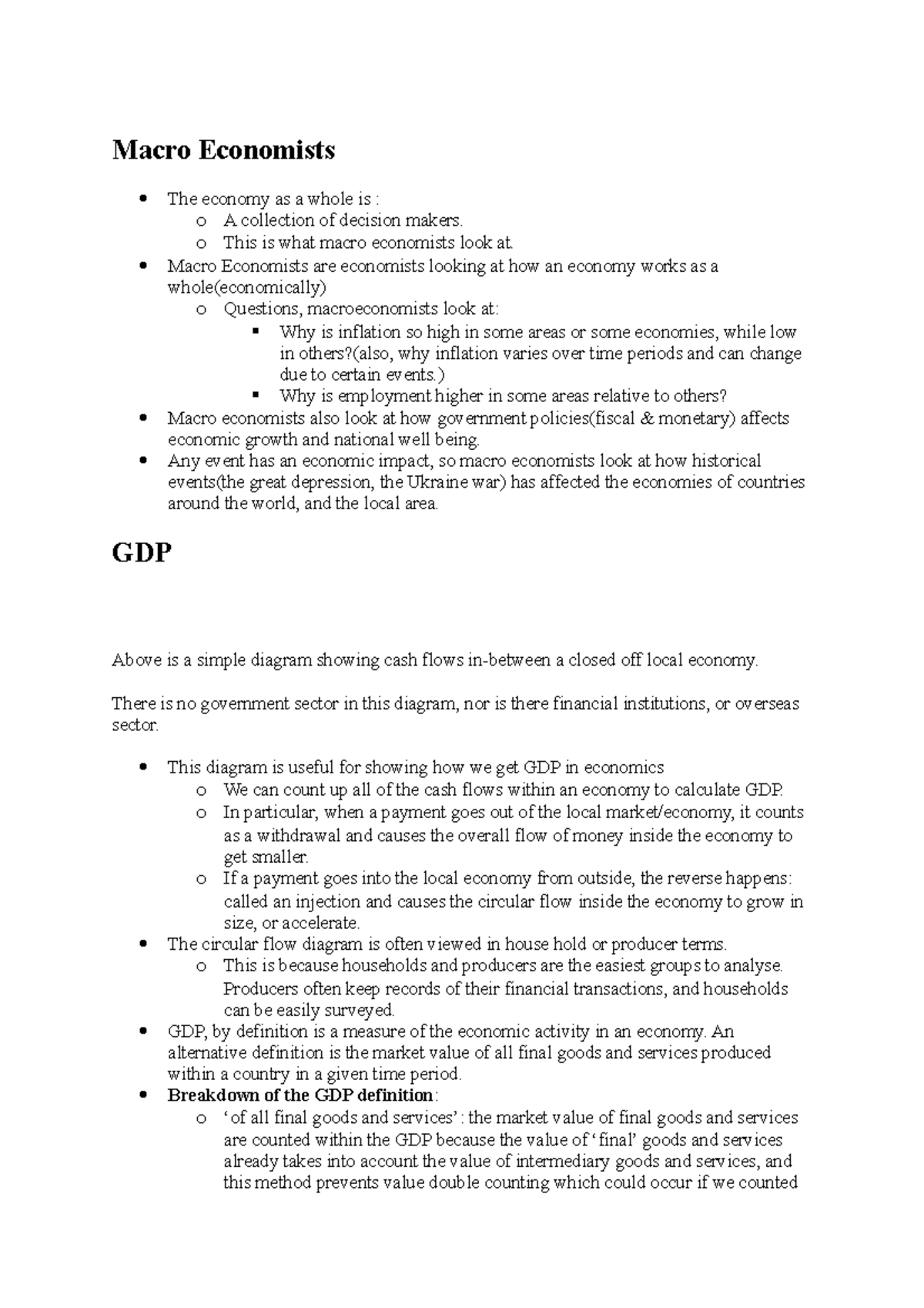 BSNS113 - Introduction to Macro Economics - Macro Economists The ...