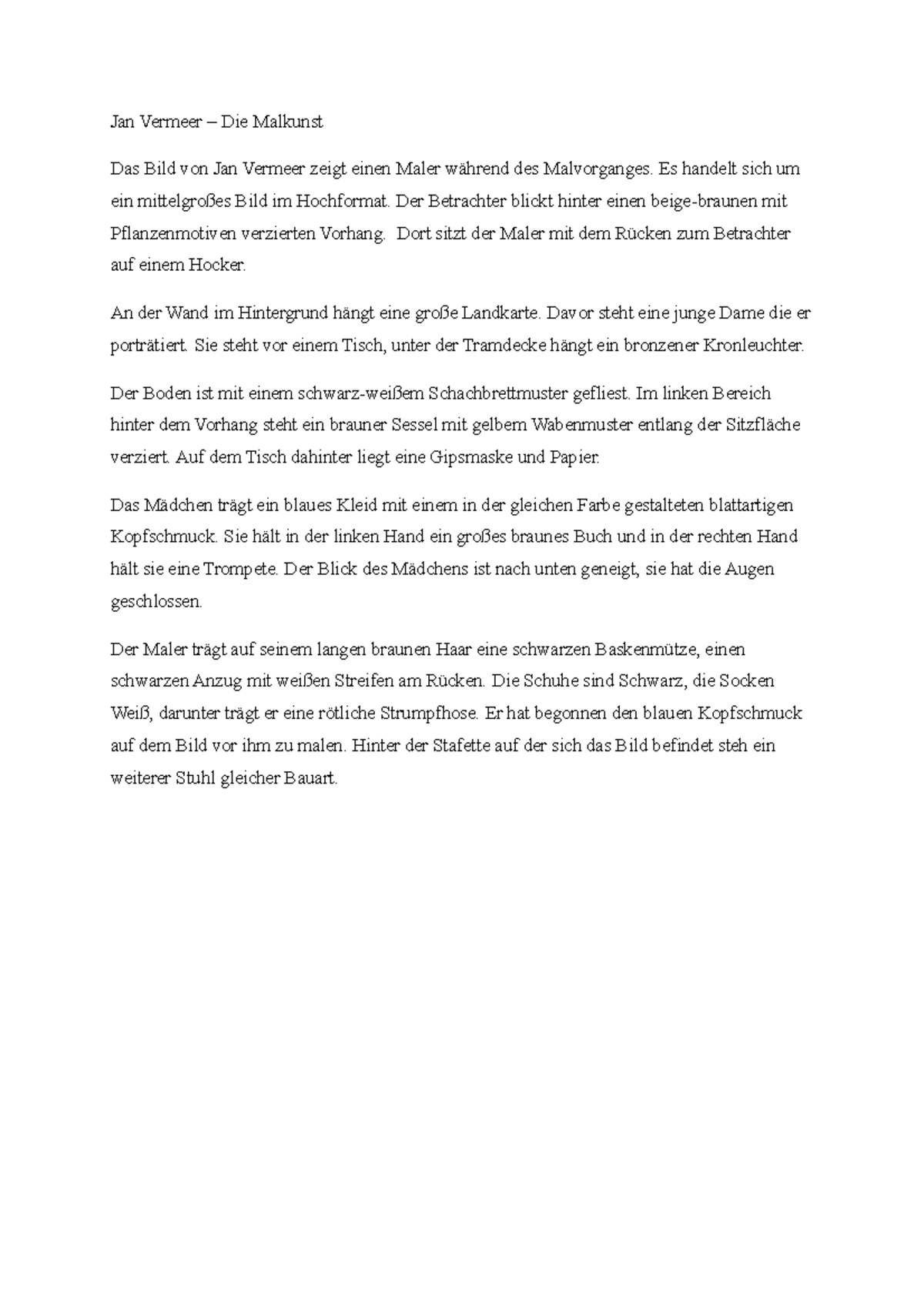 Bildbeschreibung Vermeer Martin Spindler Test - Jan Vermeer – Die ...