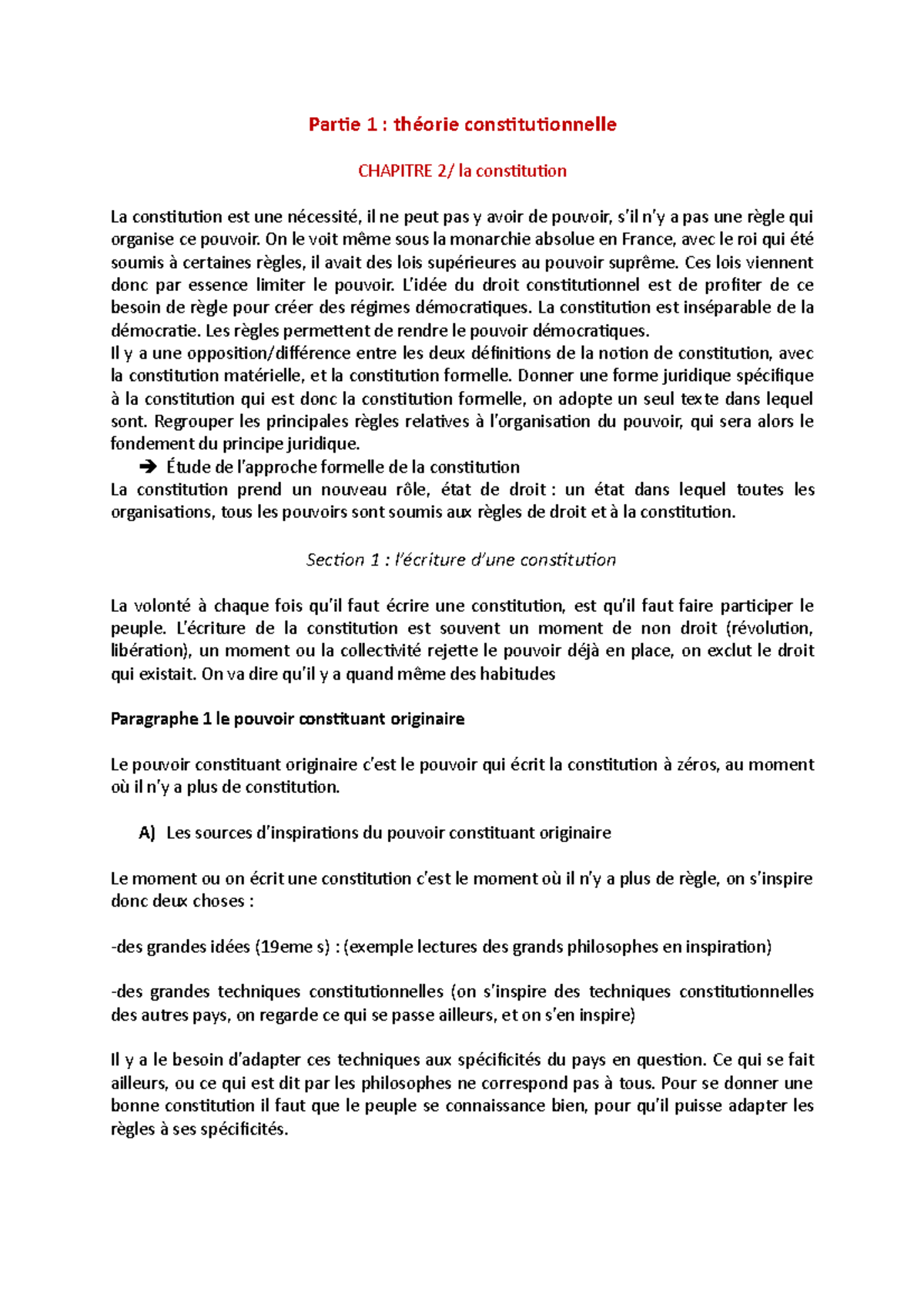 Chapitre 2 la constitution - Partie 1 : théorie constitutionnelle ...