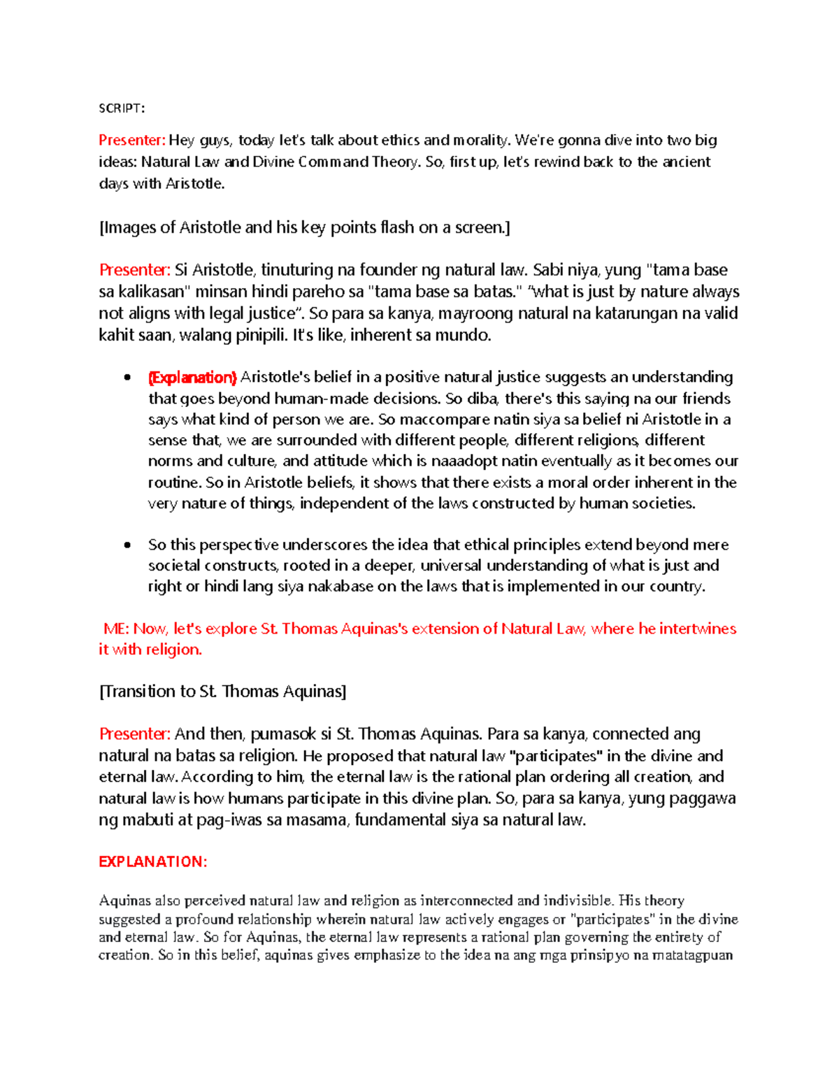 Script- Ethicsfinal - .... - SCRIPT: Presenter: Hey guys, today let's ...