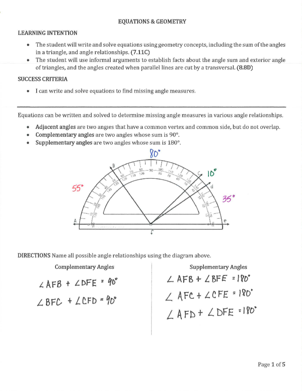 Equations+and+Geometry+(AAC) - Studocu