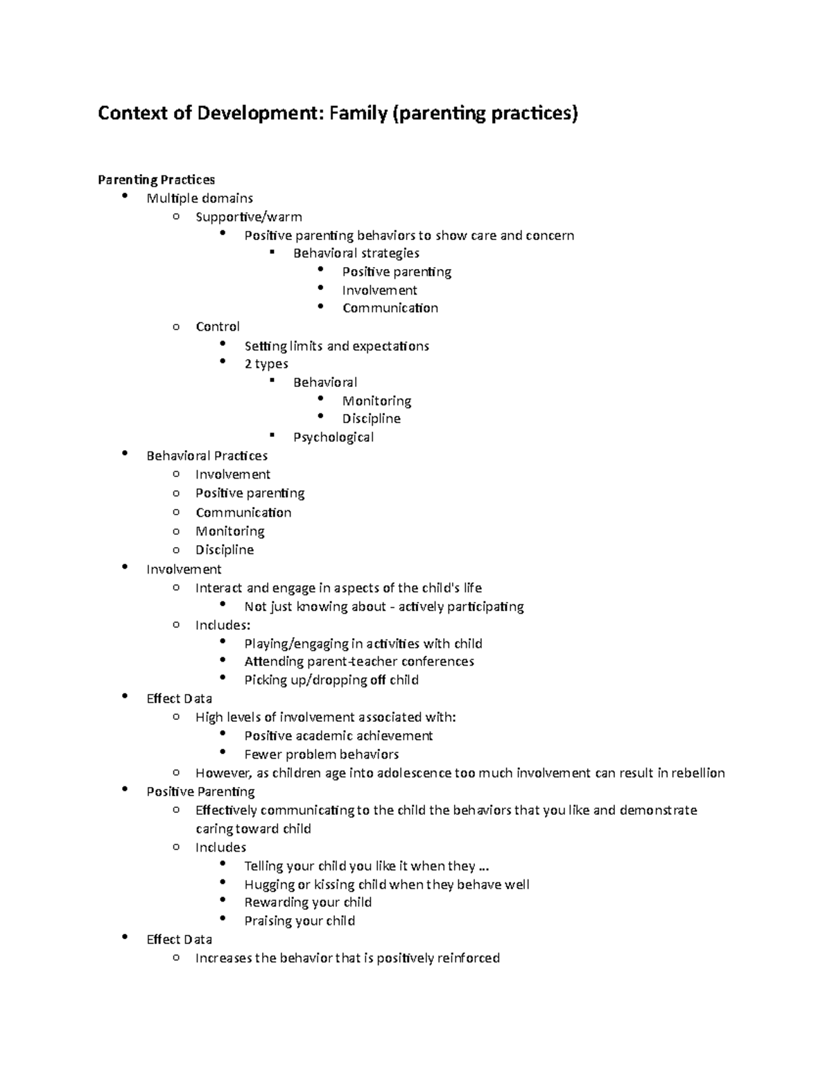 Context of development- parenting practices - Context of Development: Family (parenting ...