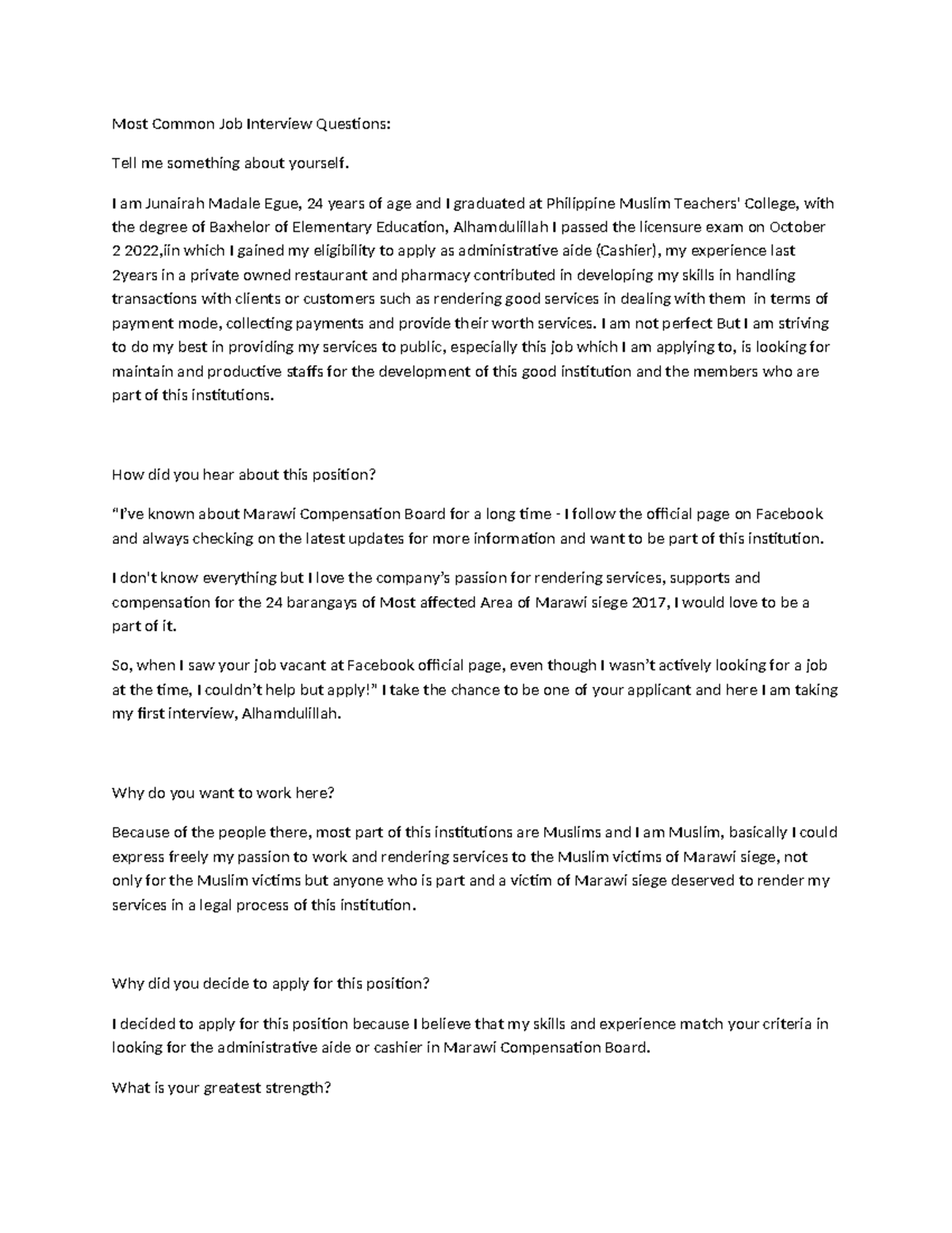 Interview in mcb - Most Common Job Interview Questions: Tell me ...