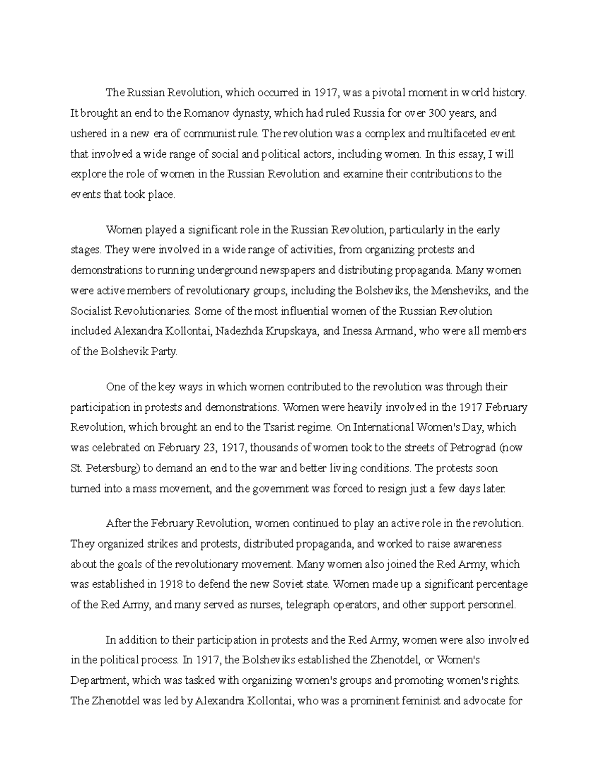 The role of women in the Russian Revolution - The Russian Revolution ...