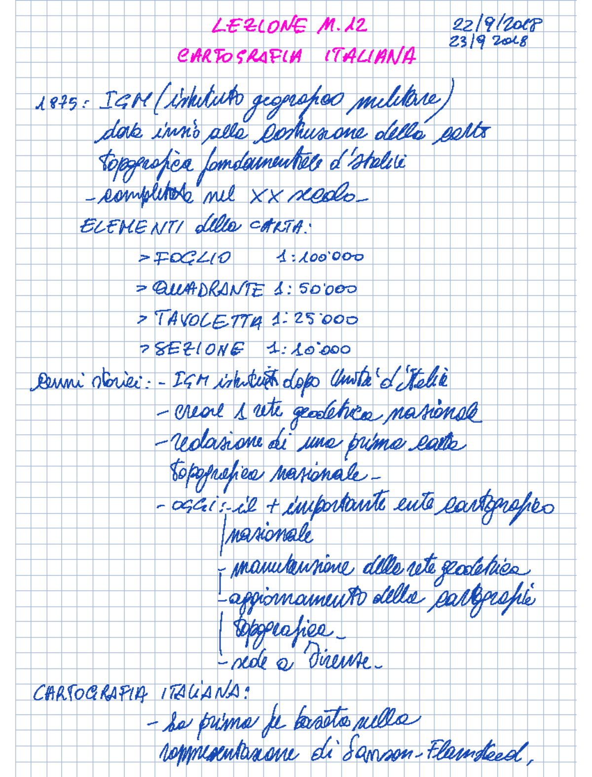 Topografia- La cartografia italiana - Topografia E Cartografia - Studocu