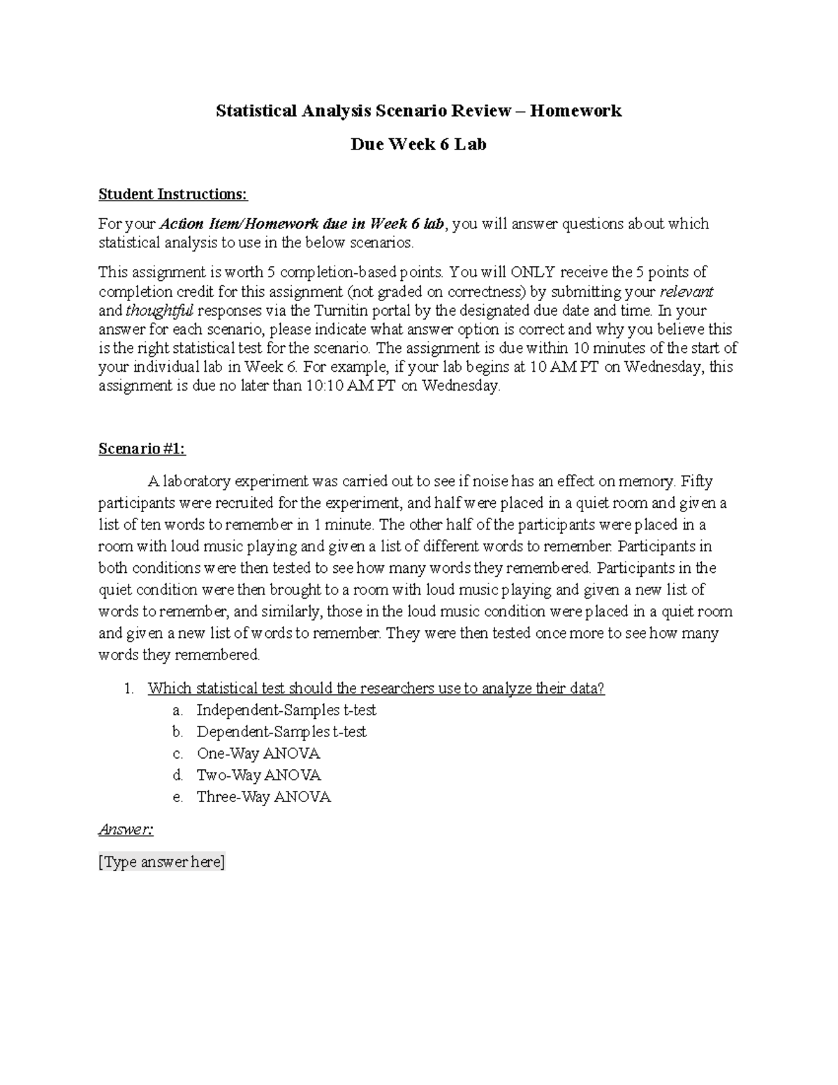 Action ITEM - Statistical Analysis Scenario Review-1-2 - Statistical ...