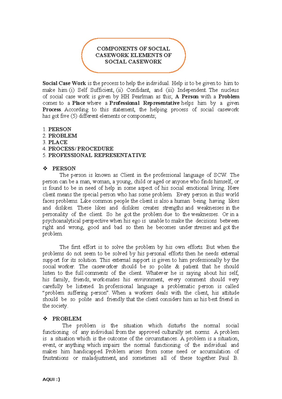 Components of social casework and elements - Social Case Work is the ...