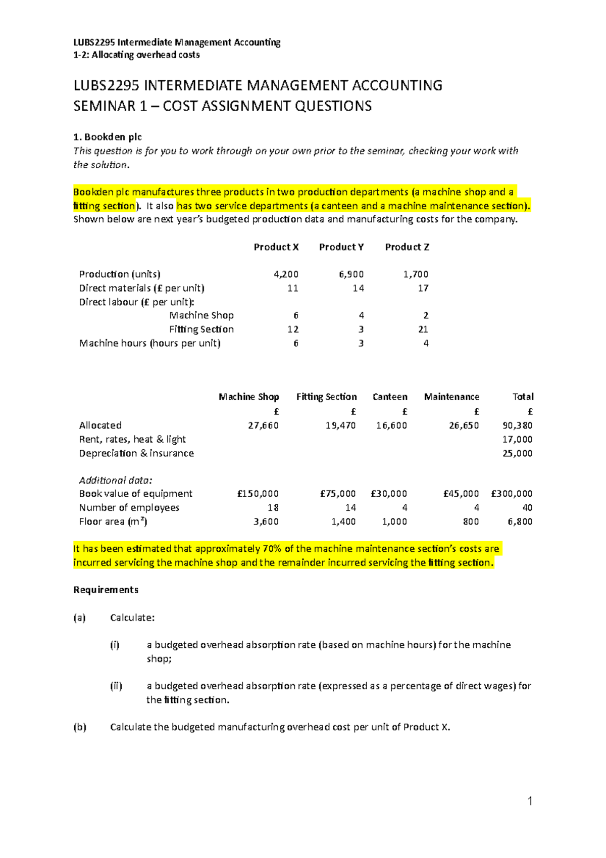 LUBS2295 Seminar 1 Questions - LUBS2295 Intermediate Management ...