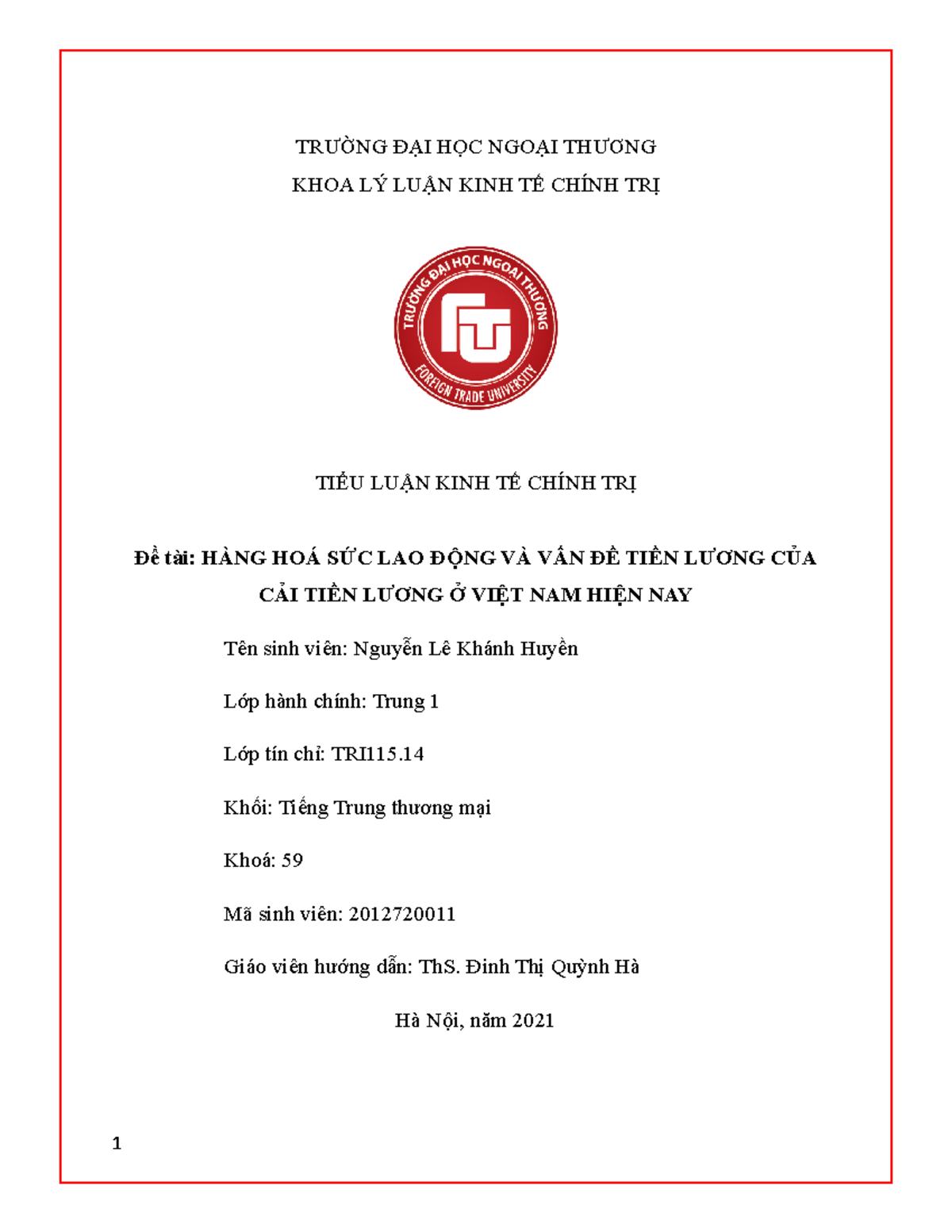 Ktct - vở ghi KTCT - TRƯỜNG ĐẠI HỌC NGOẠI THƯƠNG KHOA LÝ LUẬN KINH TẾ CHÍNH TRỊ TIỂU LUẬN KINH ...