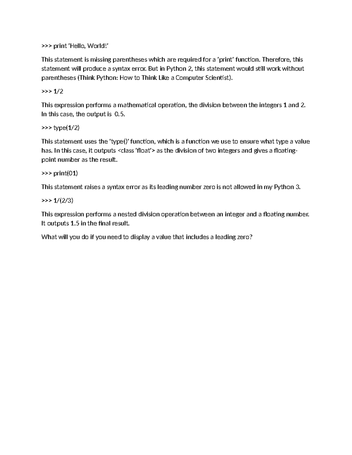 Unit-1 Discussion Forum - >>> print 'Hello, World!' This statement is missing parentheses - Studocu