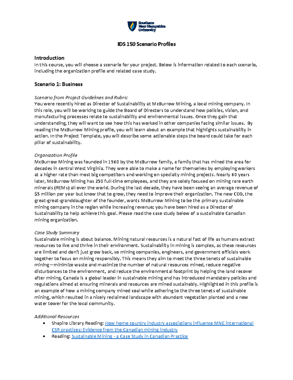 IDS 150 Scenario Profiles-2 - IDS 150 Scenario Profiles Introduction In ...